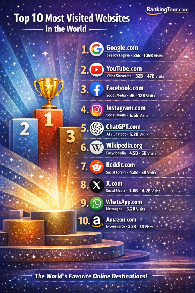 [2025 Ranking] Top 10 Most Visited Websites in the World – RankingTour!