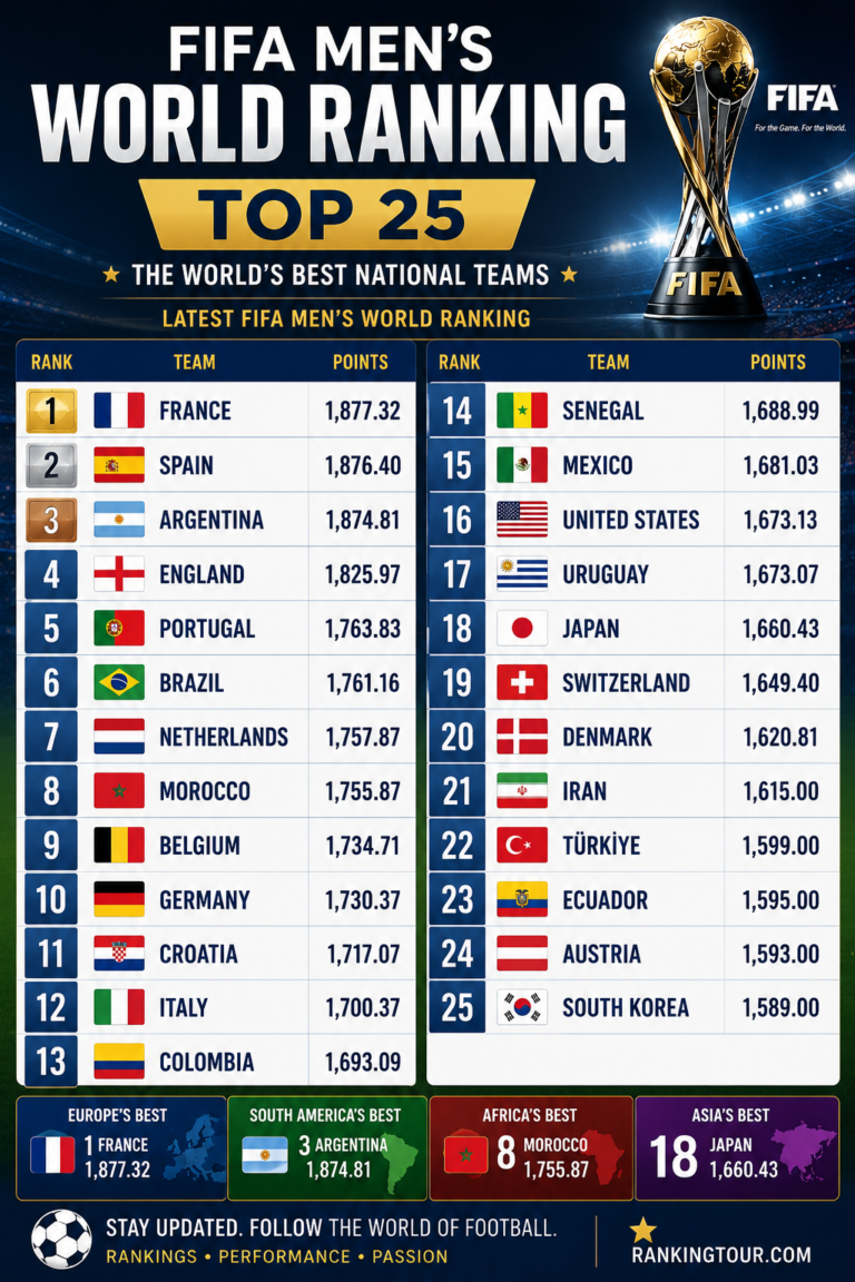 FIFA Men’s World Ranking 2026: Top 25 National Football Teams ...